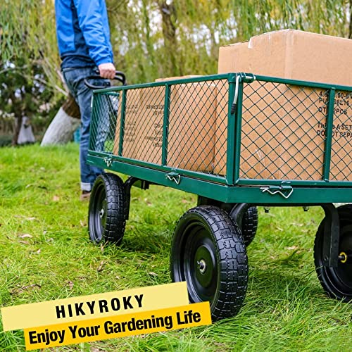 HIKYROKY 4.00-6 Flat Free Solid Polyurethane Tire and Wheel 1 Pc, 13 Inch PU Airless Tires Replacement with 5/8" Ball Bearings, Easy Fit for Lawn Garden Carts, Hand Trucks, Generators More, 1 Pack