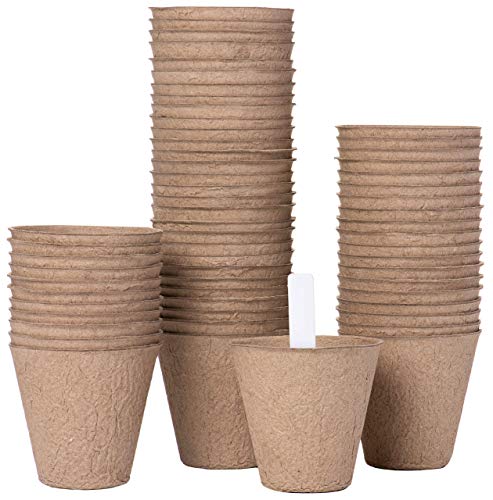 Garden Growers Seed Starter Pots – 3 Inch Biodegradable Peat Pods for Starting Flowers and Vegetables – Breathable and Absorbent for Aeration and Root Growth (60 Pots with 10 Bonus Plant Labels)