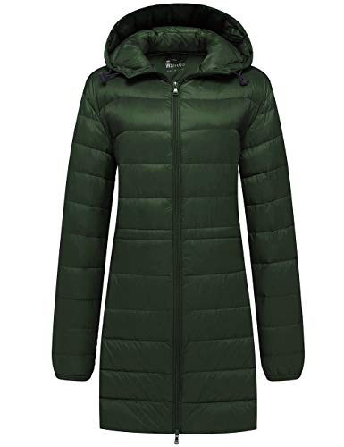 wantdo Women's Insulated Puffer Jacket Warm Spring Jackets (Blackish Green, Large)