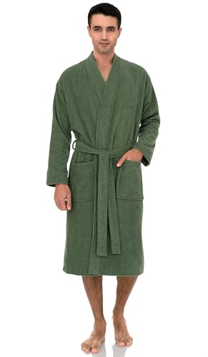 TowelSelections Mens Robe, Cotton Terry Cloth Bathrobe, Soft Bath Robe for Men Medium/Large Loden Frost