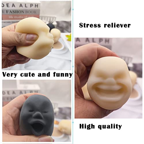 Squishy Fidget Sensory Stress Human face Toys for Adults Teens Kids,Decompression Anxiety Relief Toy,Funny Gift for Birthday,Christmas,Stocking Stuffer Gift (Provocation, Black)