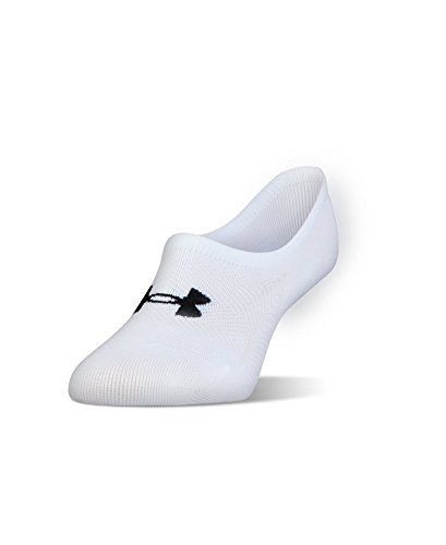 Under Armour Women`s Essential Ultra Low Socks (3 Pack) (White(13019313-101)/Black, Medium)