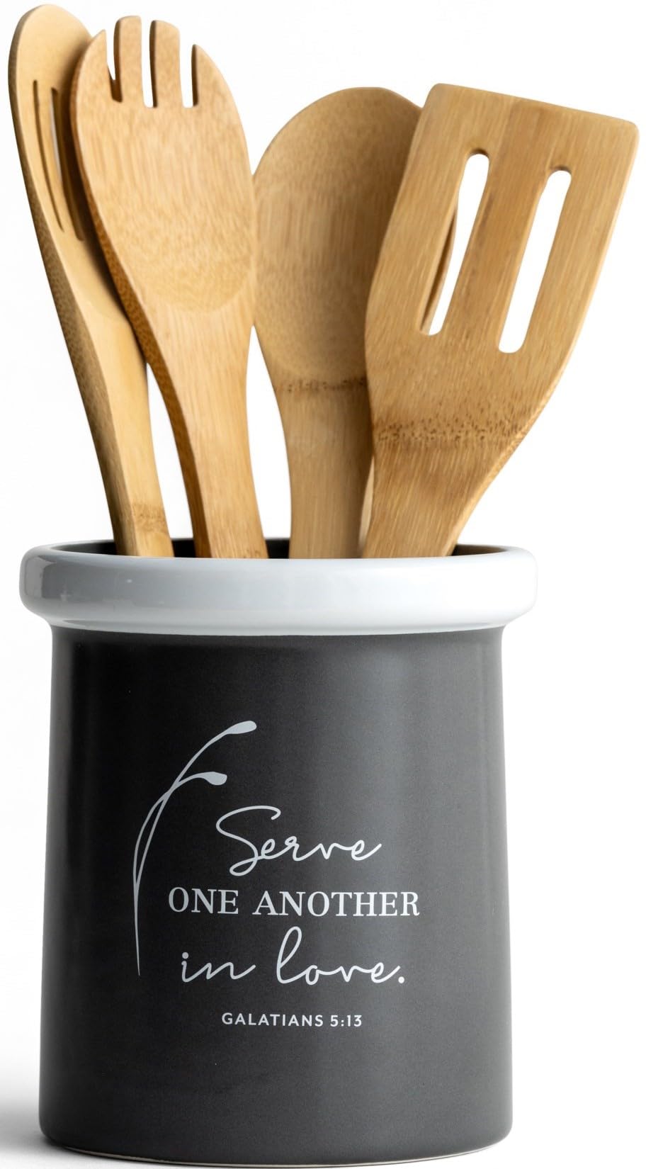 DaySpring - Serve One Another in Love - Ceramic Utensil Caddy (J8349)