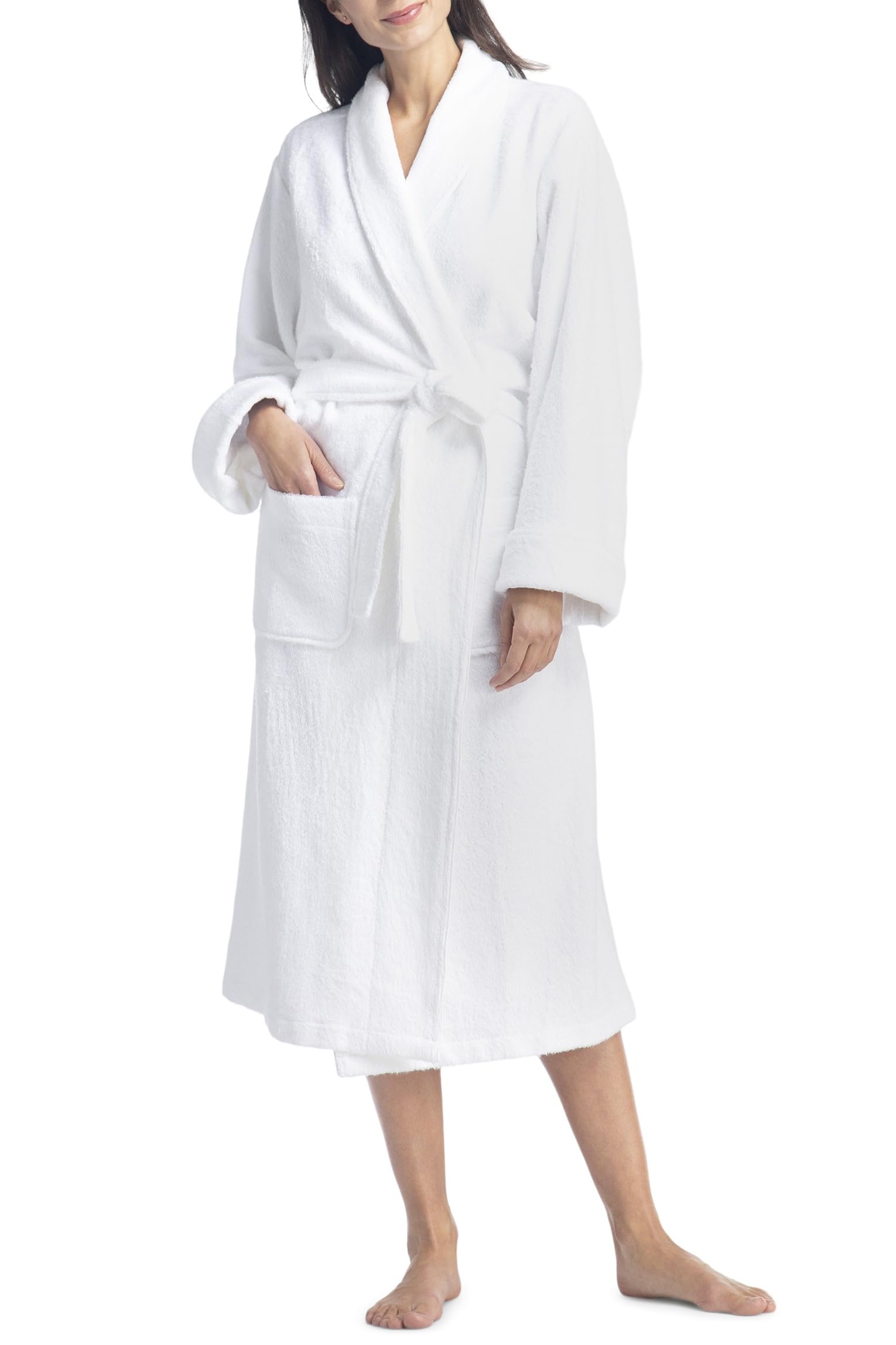 Fishers Finery Women's EcoFabric Spa Terry Robe; Full Length Bathrobe (White LXL)