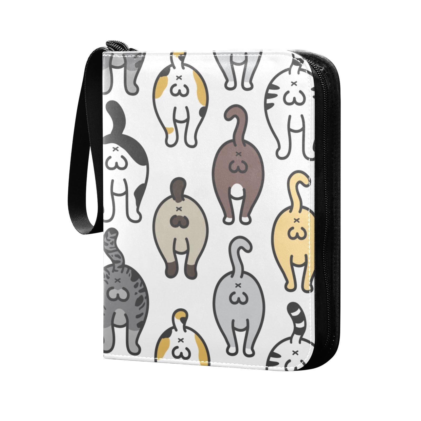 Cats Butt 4 Pockets Trading Card Album Folder for Cards PU Cover Zip Card Binder with 400 Side Loading Pockets Card Collection Binder for Collectible Boys Girls Game Sports Cards MTG TCG