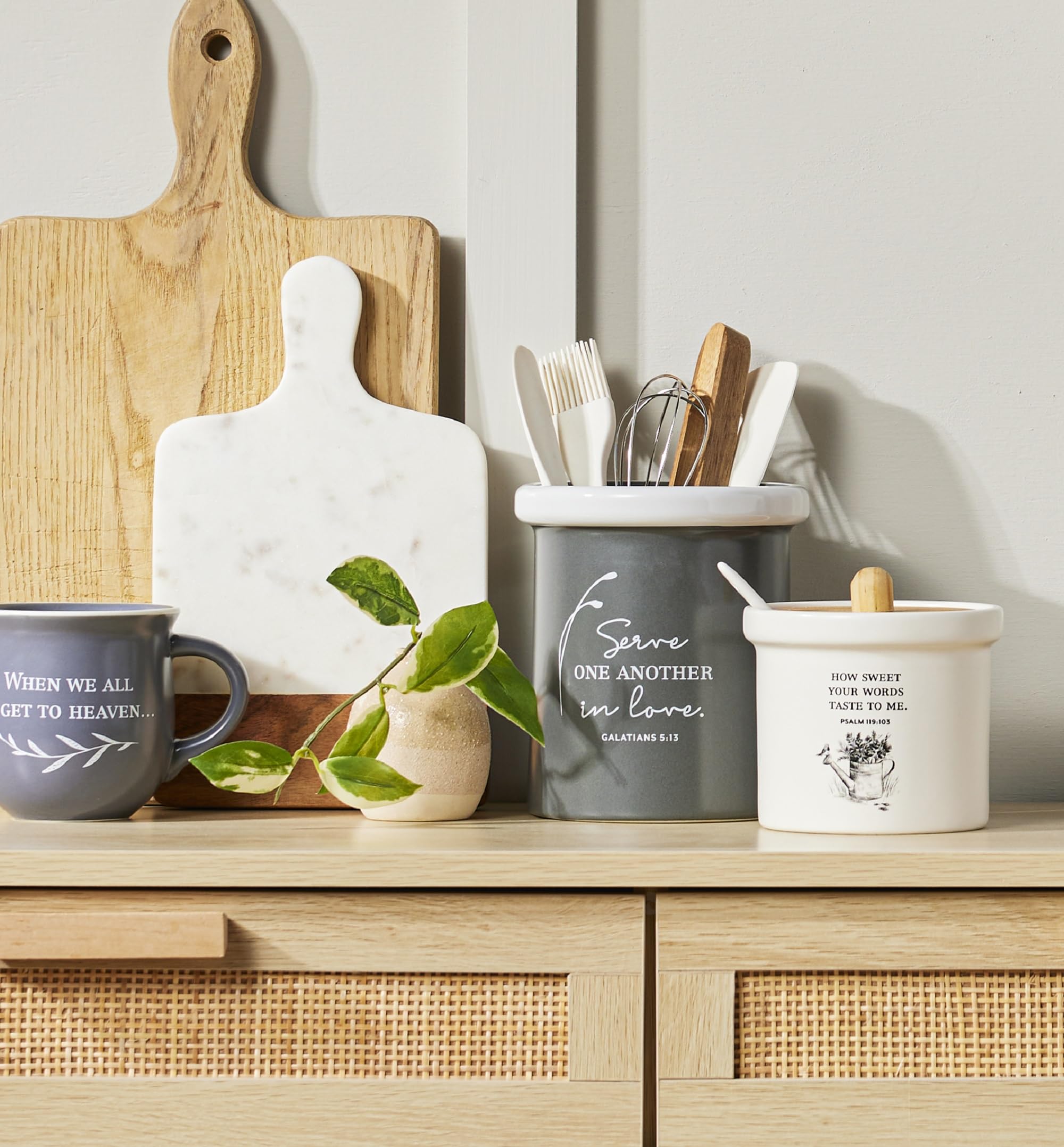 DaySpring - Serve One Another in Love - Ceramic Utensil Caddy (J8349)