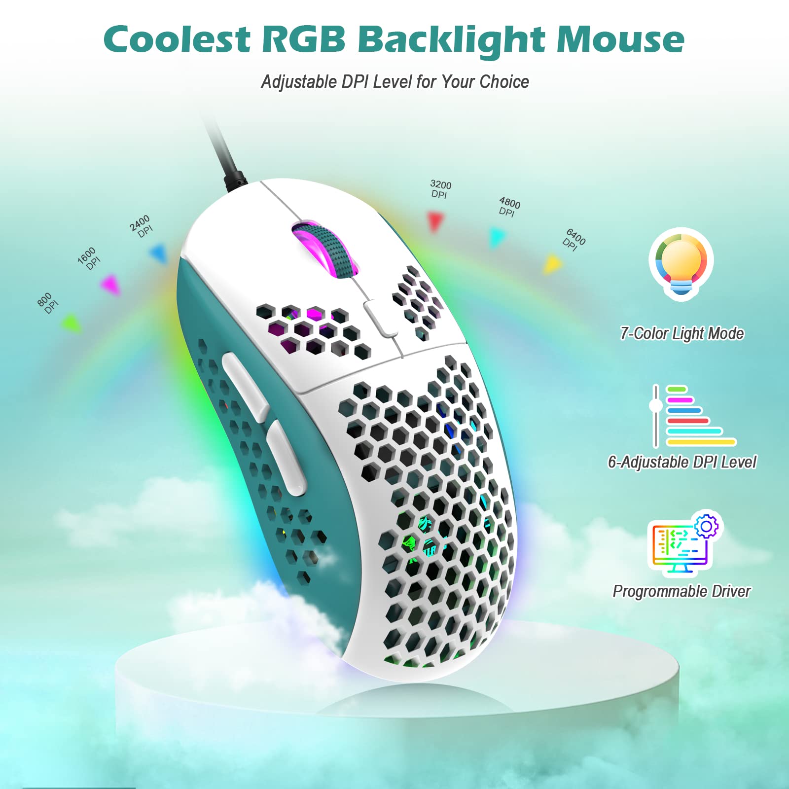 ZIYOU LANG RK-T8PR0 Wired 65% Mechanical Gaming Keyboard and Mouse Combo with RGB LED Backlit Anti-ghosting TKL Mini 68 Key Coiled C to A Cable Tactile Blue Switch for PS4 PS5 Xbox PC Mac Gamer(Green)
