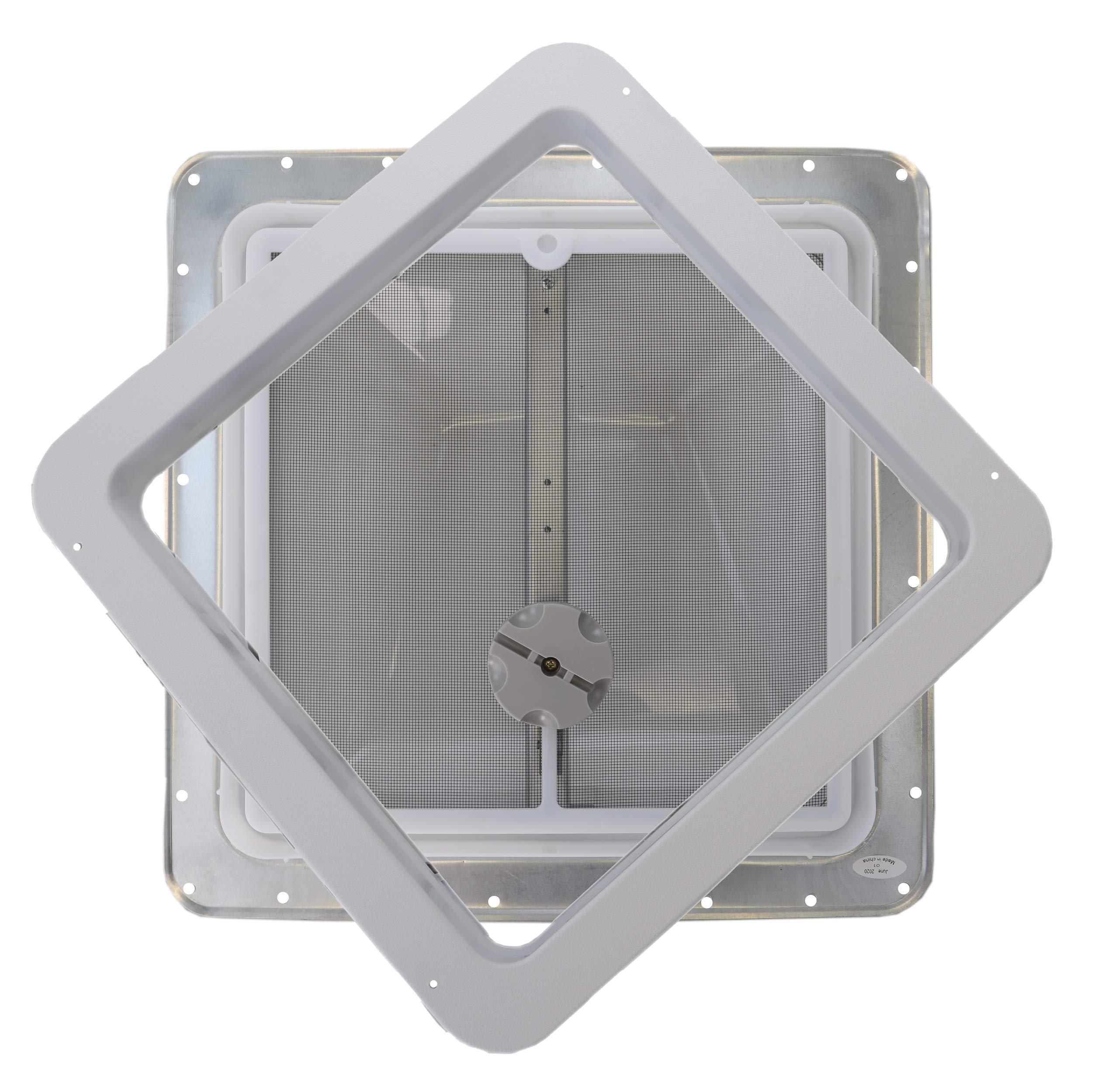 classAcustoms Heng's 71111A-C RV Roof Vent White Wegde Lid Non Powered Manual Crank Lid with Built in Screen and Galvanized Frame