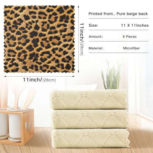 FRODOTGV Seamless Leopard Texture Skin Microfiber Kitchen Towels Rags Dish Towels Tea Towel Terry Cloth Kitchen Hand Towels Kitchen Hand Towels Hanging