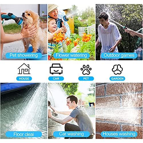 Vitley Expandable Garden Hose 100ft with 10 Function Spray Nozzle, Leakproof Flexible Water Hose Design,with foam pot, Solid Brass Connectors，Retractable Hose Expands 3 Times, Easy Storage and Usage.