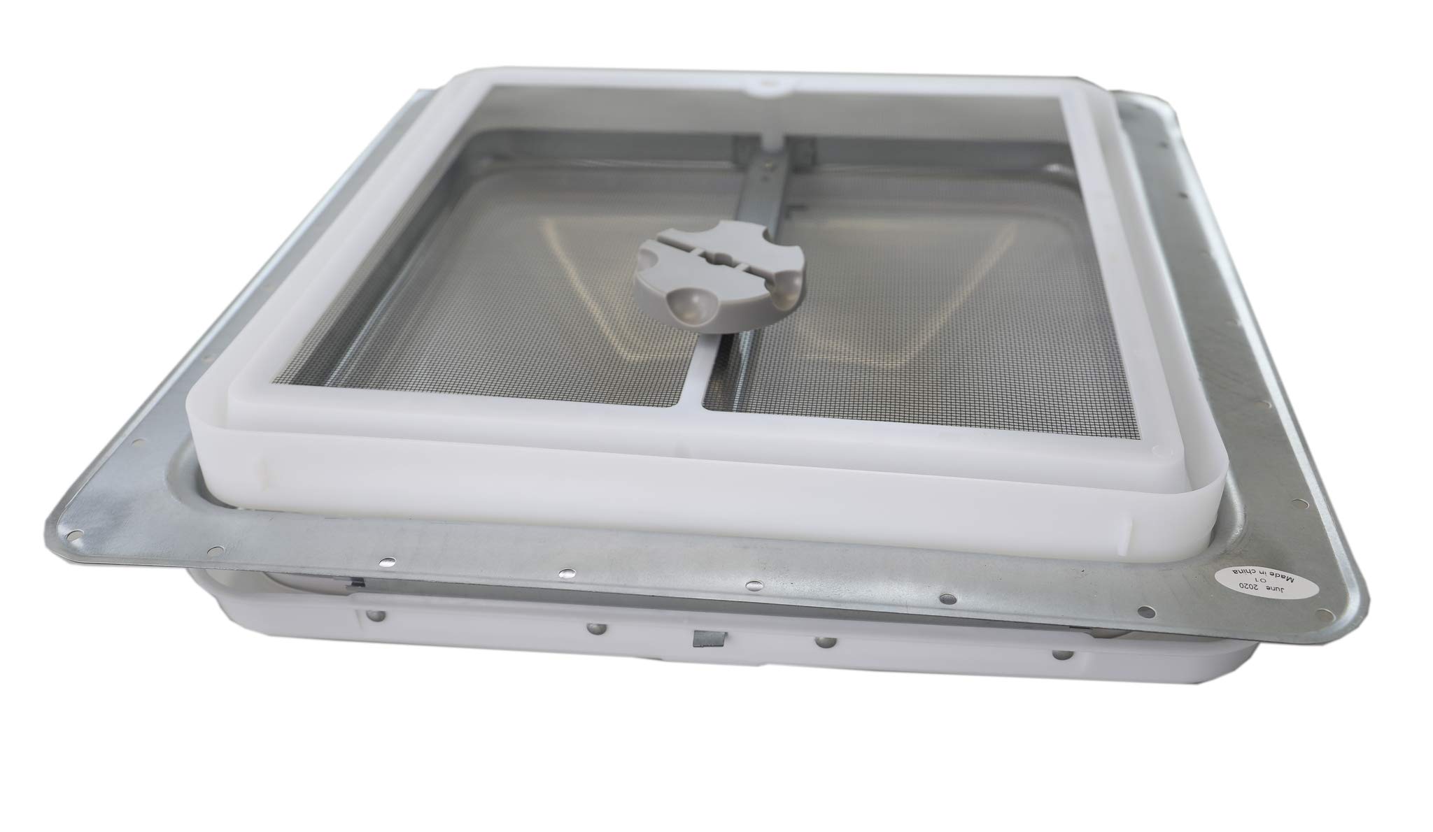 classAcustoms Heng's 71111A-C RV Roof Vent White Wegde Lid Non Powered Manual Crank Lid with Built in Screen and Galvanized Frame