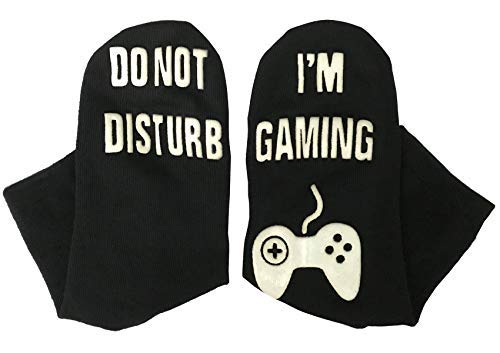 Horande Novelty Cotton Socks Do Not Disturb Socks Funny Gifts for Men Women Gamers, Black, Medium