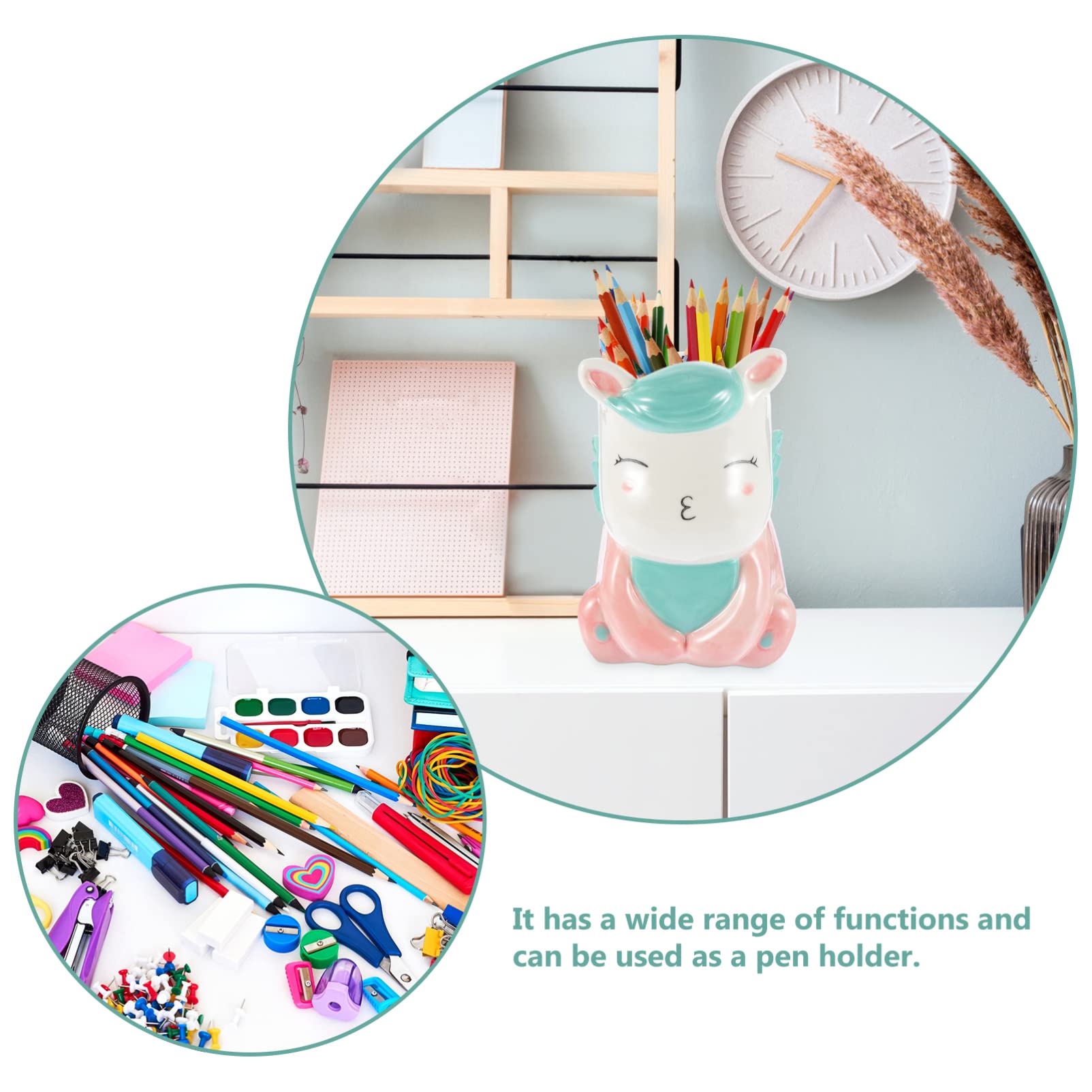 Angoily Utensil Crock Ceramic Kitchen Utensil Holder for Countertop Large Kitchen Tool Organizer Cutlery Caddy Unicorn