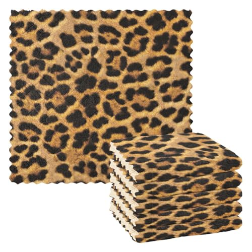 FRODOTGV Seamless Leopard Texture Skin Microfiber Kitchen Towels Rags Dish Towels Tea Towel Terry Cloth Kitchen Hand Towels Kitchen Hand Towels Hanging