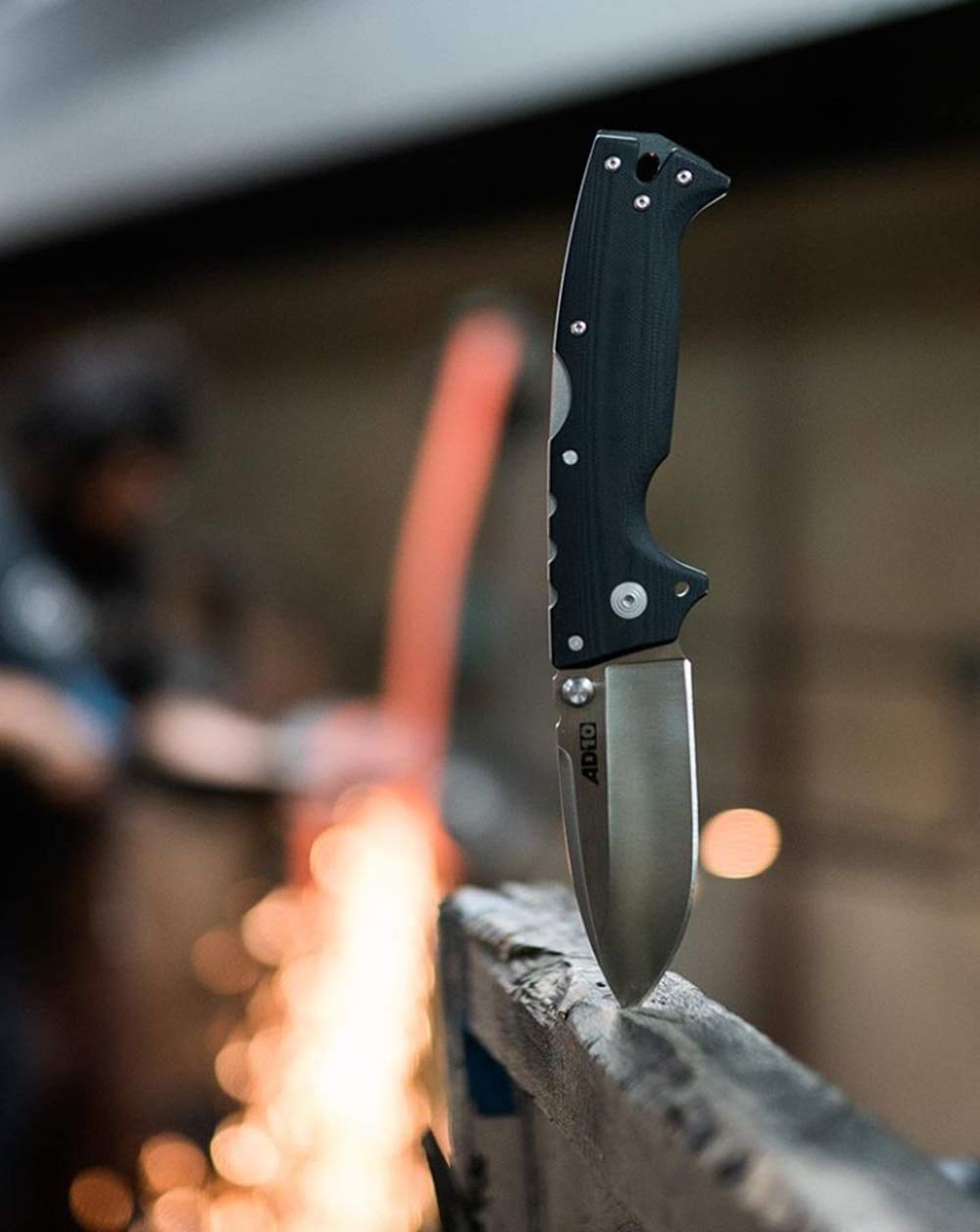 COLD STEEL AD-10 3.5" S35VN Steel Ultra-Sharp Drop Point Blade 5.25" G-10 Handle Tactical Folding Knife with Tri-Ad Locking Mechanism