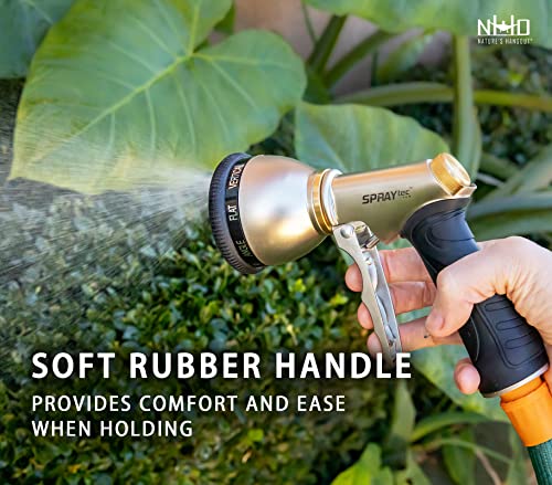 Hose Sprayer Nozzle – Premium Heavy Duty Garden Hose Nozzle - 9 Adjustable High Pressure Spray Nozzle Patterns - Water Hose Nozzle Best For Plants, Lawn, Car Wash, Patio, Dog -5 Extra Washers-SprayTec