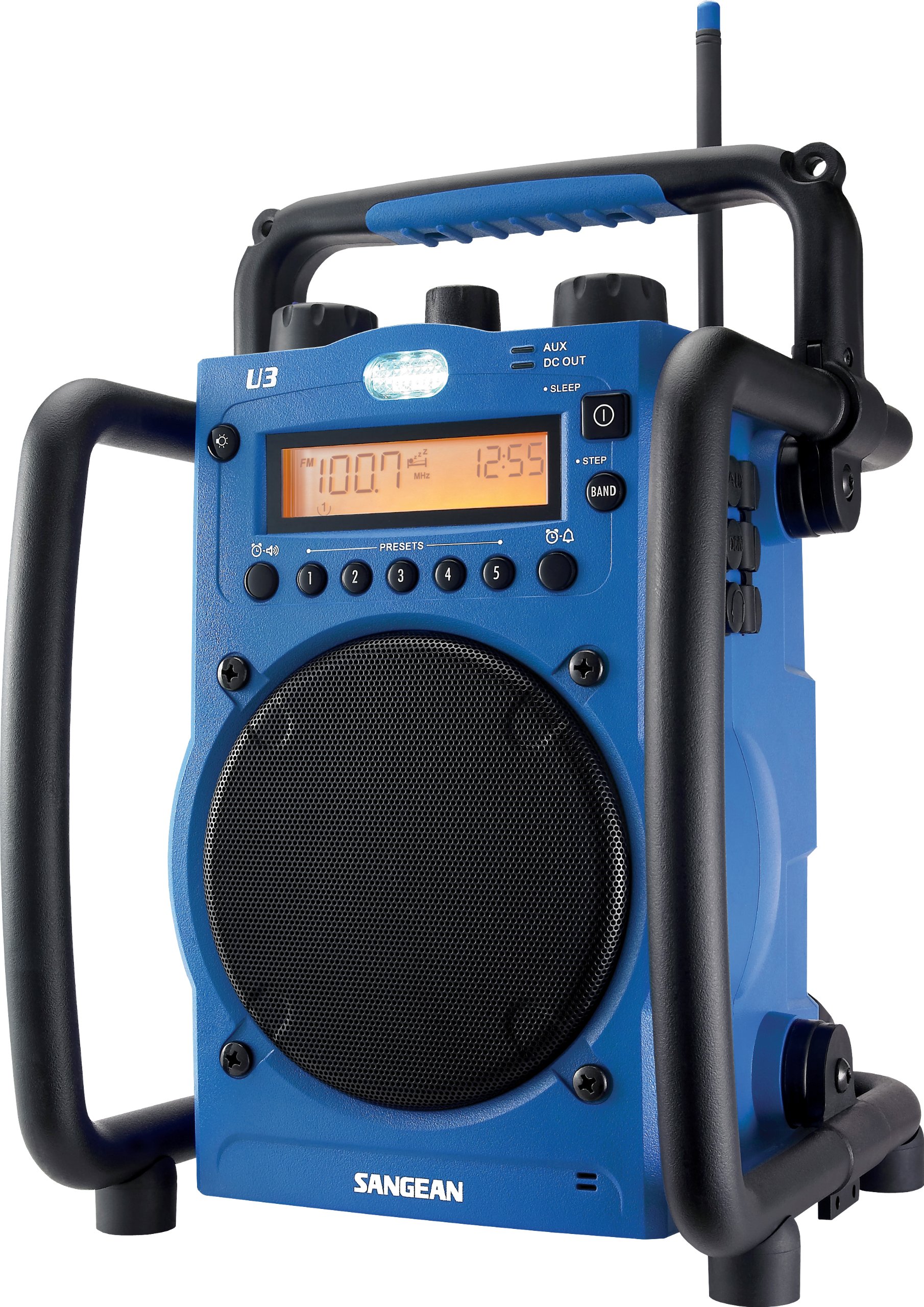 Sangean U3 Jobsite Radio AM/FM, Ultra Rugged and Water Resistant, Blue/Black