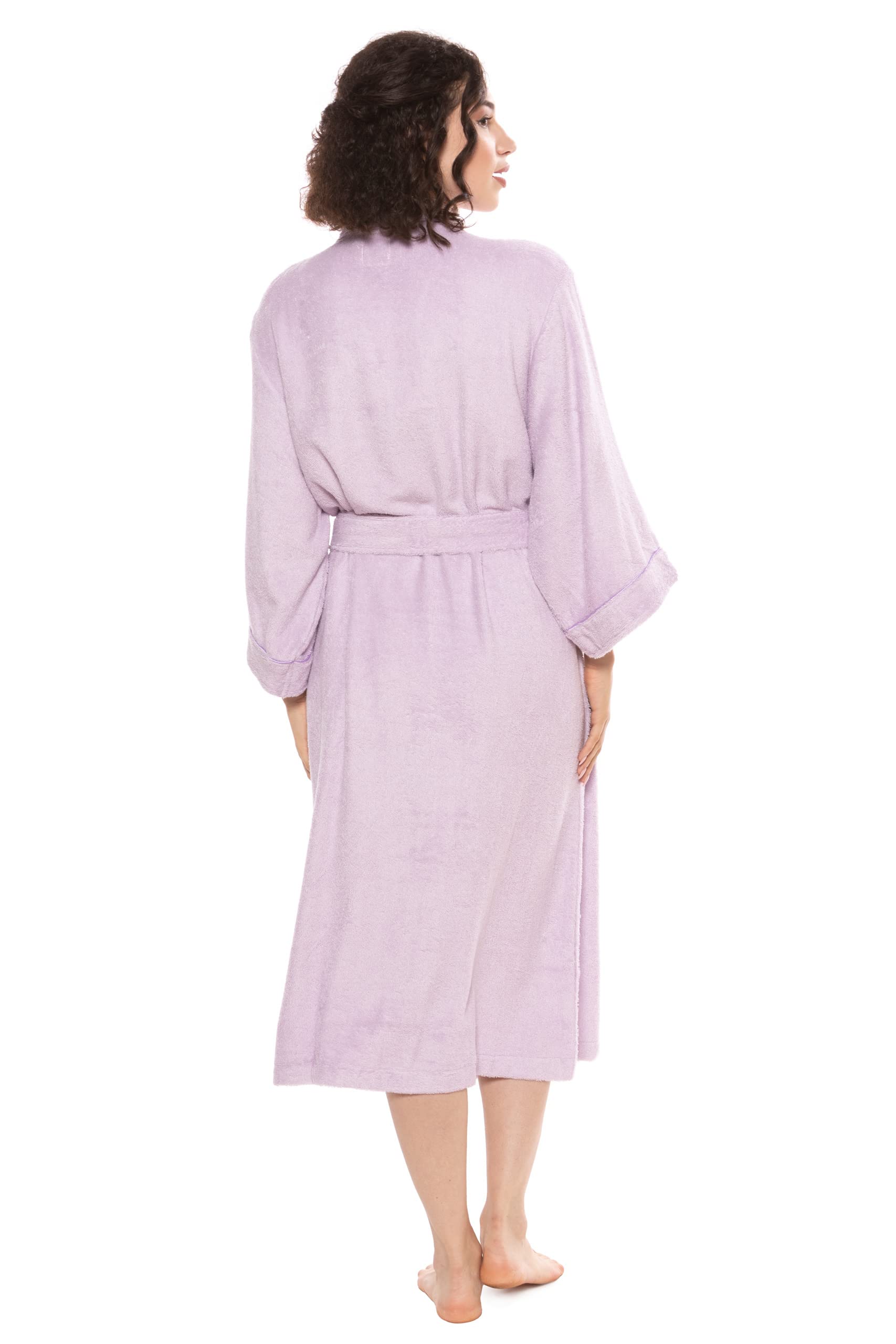 TexereSilk Women's Luxury Terry Cloth Bathrobe - NEW & IMPROVED FABRIC (Lavender Fog, Large/X-Large)