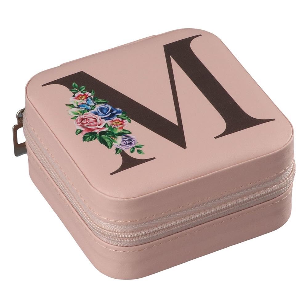 hobbyme Gifts for Women Teen Girls -Small Initial Jewelry Case Jewelry Organizer,Jewelry Box Birthday Gifts for Girl Women Mom