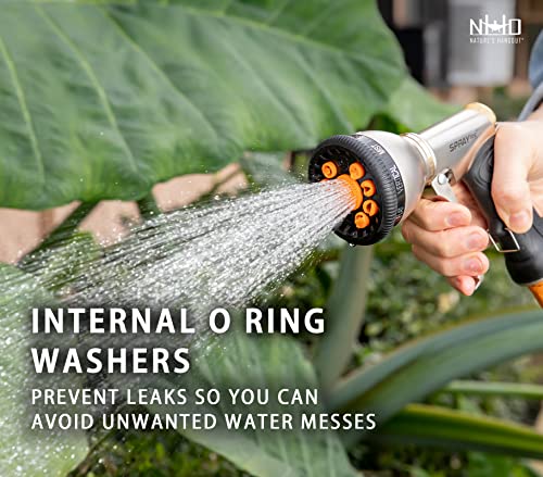 Hose Sprayer Nozzle – Premium Heavy Duty Garden Hose Nozzle - 9 Adjustable High Pressure Spray Nozzle Patterns - Water Hose Nozzle Best For Plants, Lawn, Car Wash, Patio, Dog -5 Extra Washers-SprayTec