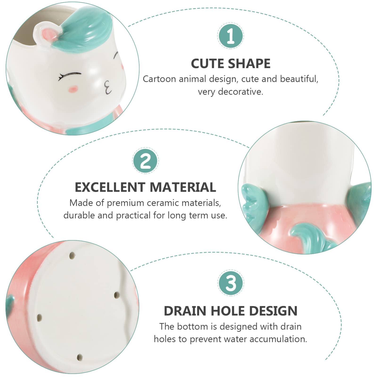 Angoily Utensil Crock Ceramic Kitchen Utensil Holder for Countertop Large Kitchen Tool Organizer Cutlery Caddy Unicorn