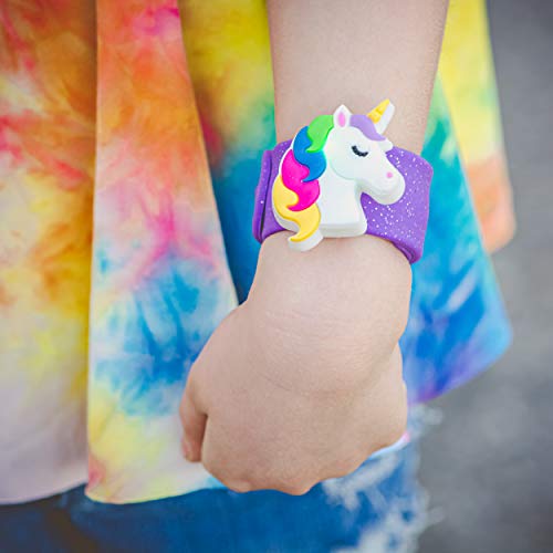 FROG SAC 3 Flashing LED Unicorn Slap Bracelets for Kids, Light Up Unicorns Slap Bracelet Wrist Bands for Girls, Tween Girl Birthday Party Favors, Goodie Bag Easter Basket Stocking Stuffers