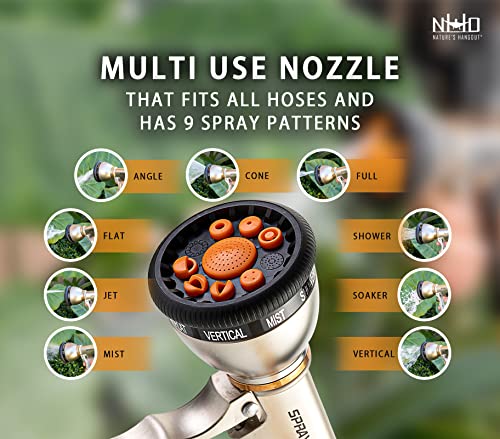 Hose Sprayer Nozzle – Premium Heavy Duty Garden Hose Nozzle - 9 Adjustable High Pressure Spray Nozzle Patterns - Water Hose Nozzle Best For Plants, Lawn, Car Wash, Patio, Dog -5 Extra Washers-SprayTec
