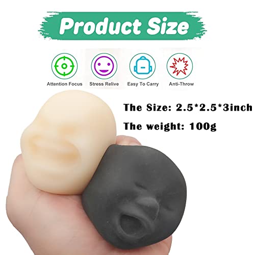 AWANGLUO Squishy Fidget Sensory Stress Human face Toys for Adults Teens Kids,Decompression Anxiety Relief Toy,Funny Gift for Birthday,Christmas,Stocking Stuffer Gift (Happy, White)