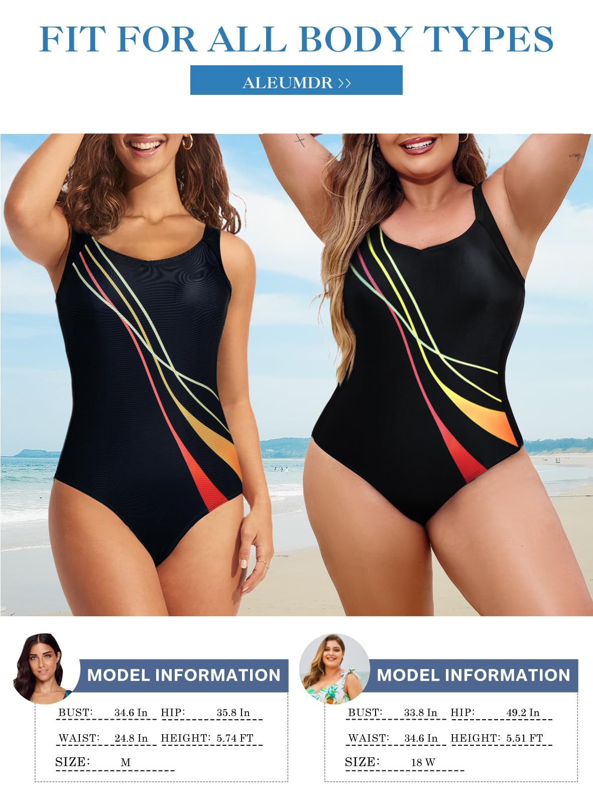 Aleumdr Womens One Piece Swimsuit Color Block Print Athletic Swimwear Bathing Suits Sport Swimsuits Black 2 Small