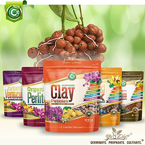 Organic Expanded Clay Pebbles LECA Grow Media for Plants, Orchids, DWC Hydroponics, Aquaponics, Aquaculture Garden Soil Additive Conditioner Amendment Ceramsite Aggregate Cz Garden