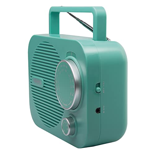 Jensen MR-550 Teal Modern Portable AM/FM Radio, Vintage Retro Rotary Dial with Built in Speakers + Aux Line-in, Power Plug or 4 x ‘C’ Batteries - (Limited Edition)