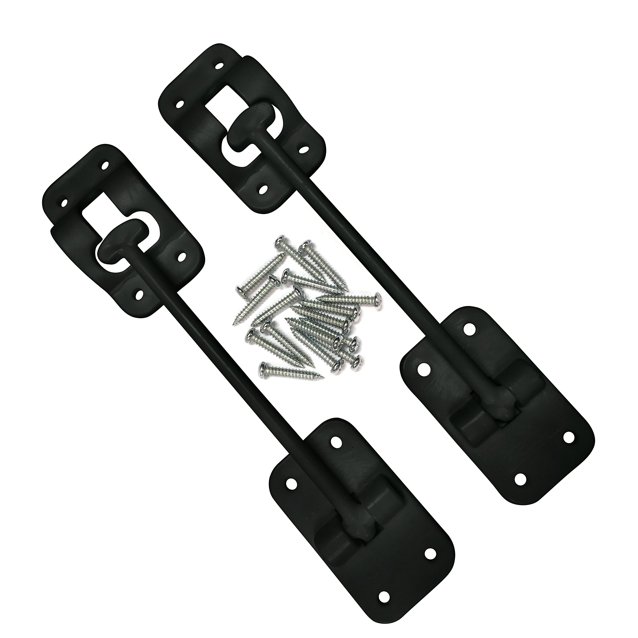 Camp'N 6" RV Door Holder and Latch - Camper & Trailer Door Catch - T Style OEM - Black 2 Pack with Hardware