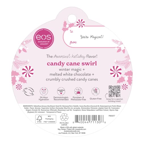 Eos Limited Edition Holiday Lip Balm, Candy Cane Swirl, Christmas Gifts & Stocking Stuffers, Lip Care Products, 0.25 oz