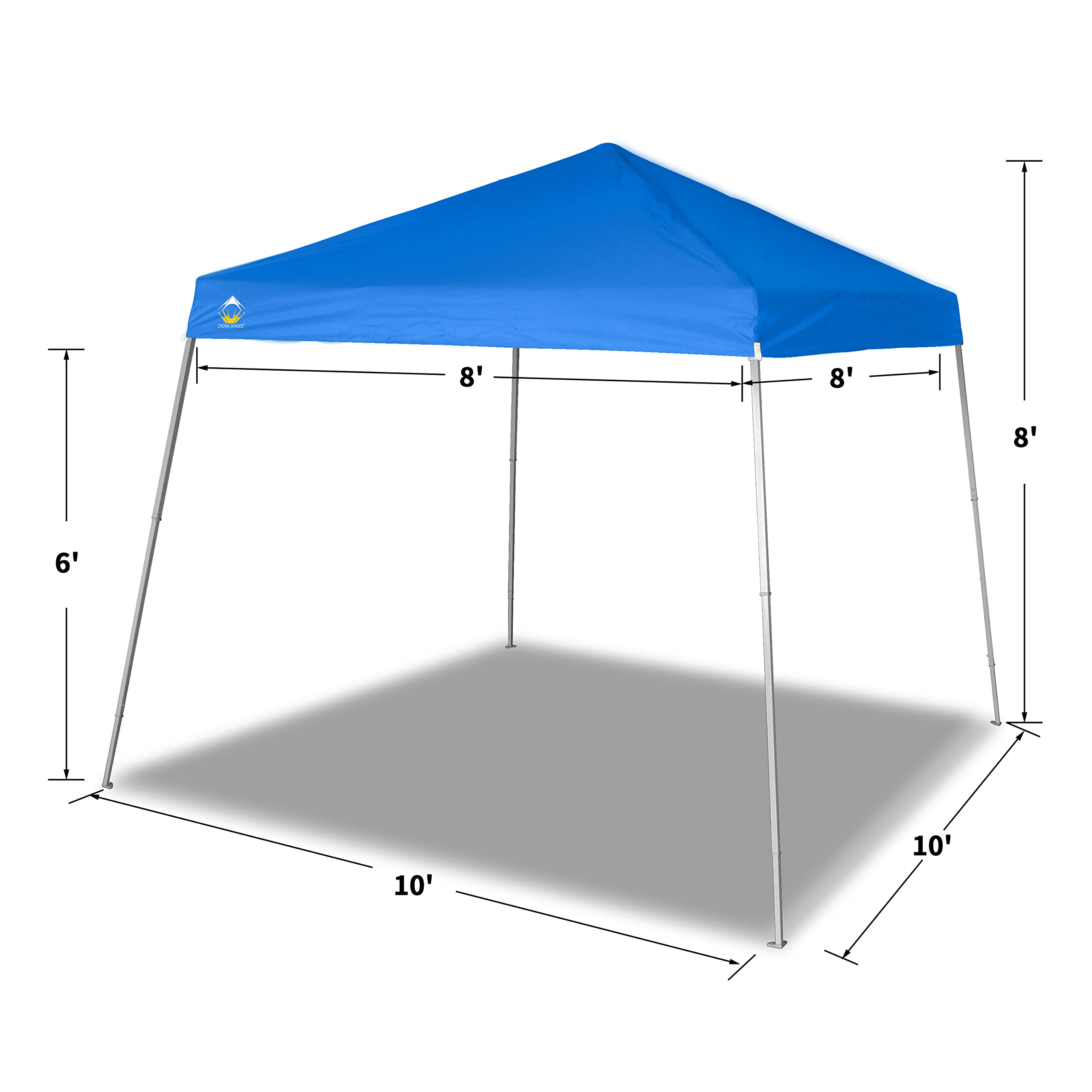 CROWN SHADES 8x8 Pop Up Canopy Tent, Slant Leg Outdoor Canopy with Carry Bag, Beach Tent, Sports Shelter(Blue)