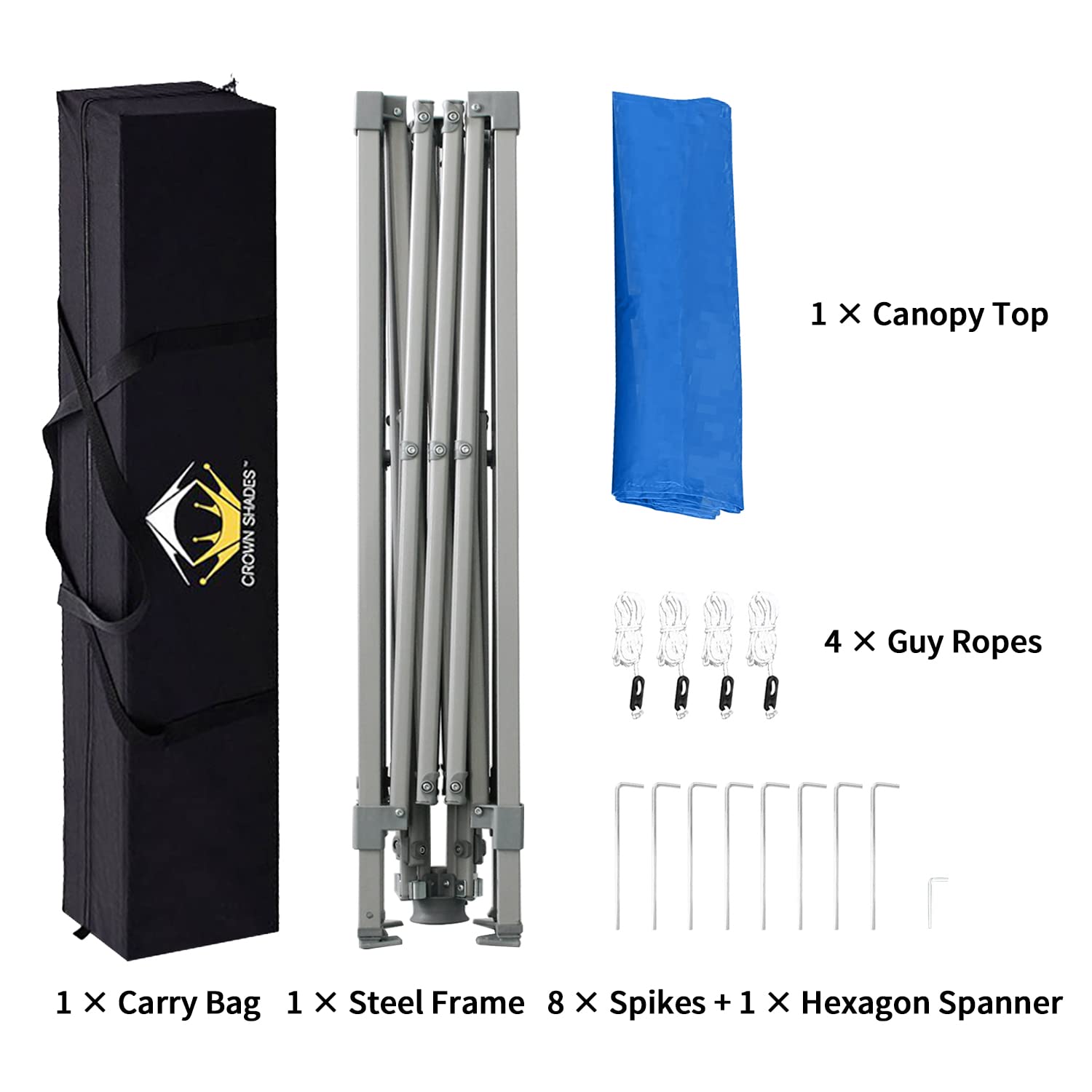 CROWN SHADES 8x8 Pop Up Canopy Tent, Slant Leg Outdoor Canopy with Carry Bag, Beach Tent, Sports Shelter(Blue)