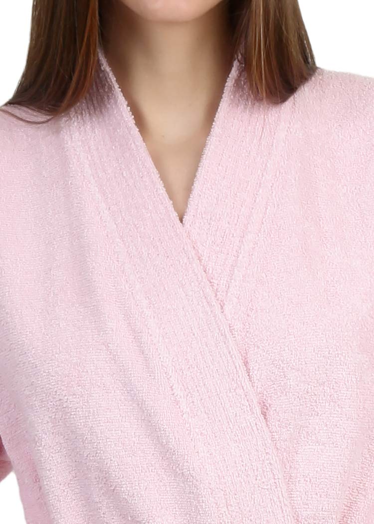 TowelSelections Womens Robe, Kimono Bathrobe for Women, 100% Cotton Knee Length Terry Cloth Robes for Women X-Large/XX-Large Ice Pink