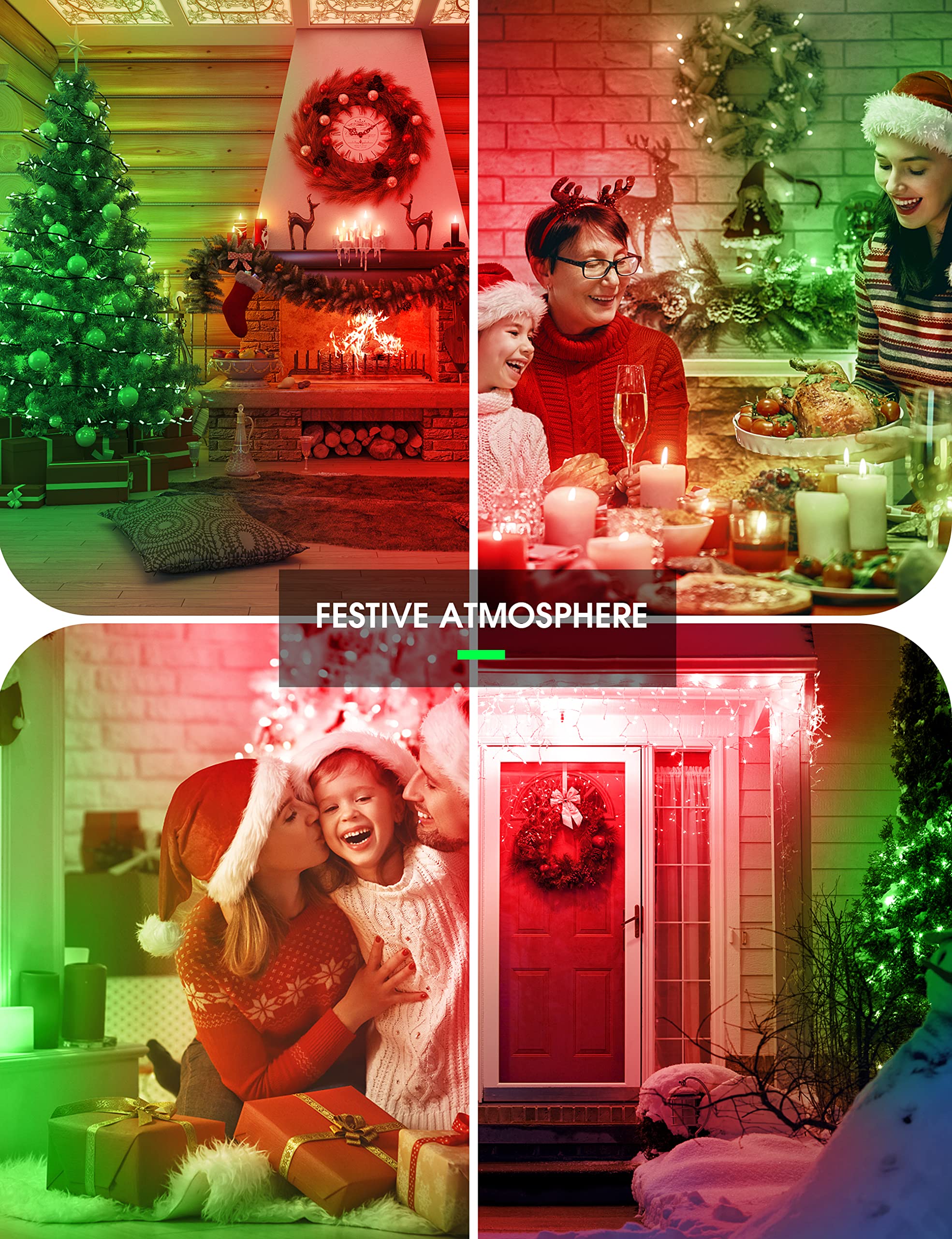 Red and Green Light Bulbs 【4 Pack 】, A19 LED Christmas Light Bulbs, 9W E26 Red Light Bulbs Green Light Bulbs 720LM Red Bulbs Green Bulb Outdoor for Halloween Christmas Lighting, Porch, Non-Dimmable