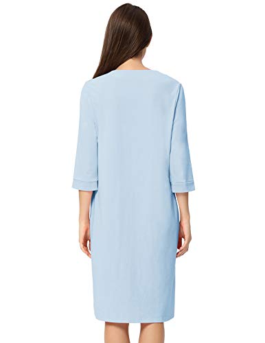 Cotton Terry Cloth Shortie Zip Robe Lightweight Zippered Bath Robes for Women Eggshell Blue 2XL