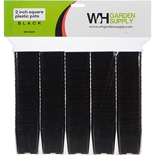 WH Garden Supply Pack of 2 Inch Plastic Flower Pots for Seedlings, or Succulents (100 Pots, Black)