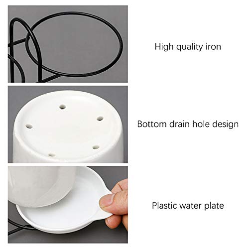 Kelendle Ceramic Caddy Cutlery Holder with Metal Base Utensil Organizer Flatware Organizer for Kitchen Countertop Table Cabinet Pantry, White