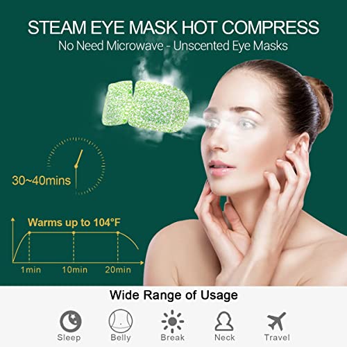 16 Packs Steam Eye Masks for Dry Eyes, SPA Warm Eye Mask, Relief Eye Fatigue Hot Sleep Eye Mask for Puffy Eyes Mask, Disposable Moist Heating Compress Pads for Sleeping, Christmas Gift, Unscented