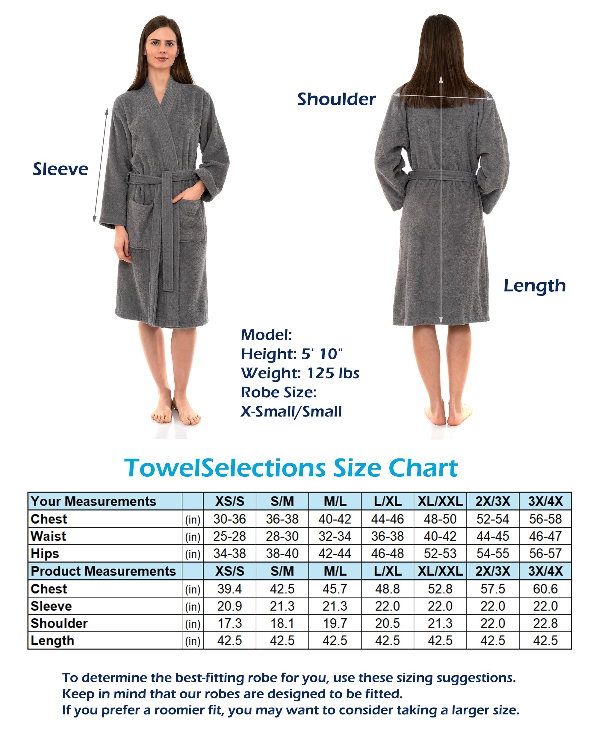 TowelSelections Womens Robe, Kimono Bathrobe for Women, 100% Cotton Knee Length Terry Cloth Robes for Women X-Large/XX-Large Ice Pink