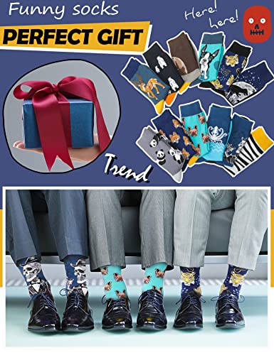 Funny Socks for Women Men Fun Cozy Crazy Cute Novelty Fashion Gift Breathable Cotton Boot Socks Stocking Stuffers(Cute - Animal Style A(12 Pairs),L)