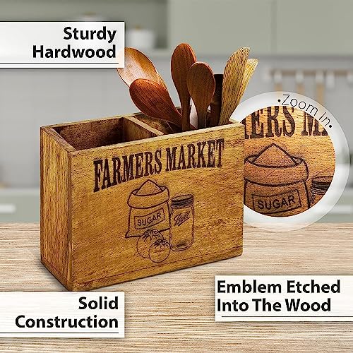 Wood Utensil Holders For Kitchen Farmhouse Utensil Holder For Countertop