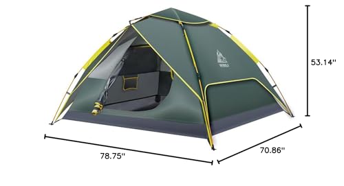 Hewolf Camping Tent Instant Setup - Waterproof Lightweight Pop up Tent Easy up Fast Pitch Tent Great for Beach Backpacking Hiking (Green, 3 Person) 1