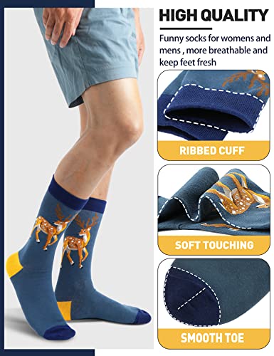 Funny Socks for Women Men Fun Cozy Crazy Cute Novelty Fashion Gift Breathable Cotton Boot Socks Stocking Stuffers(Cute - Animal Style A(12 Pairs),L)