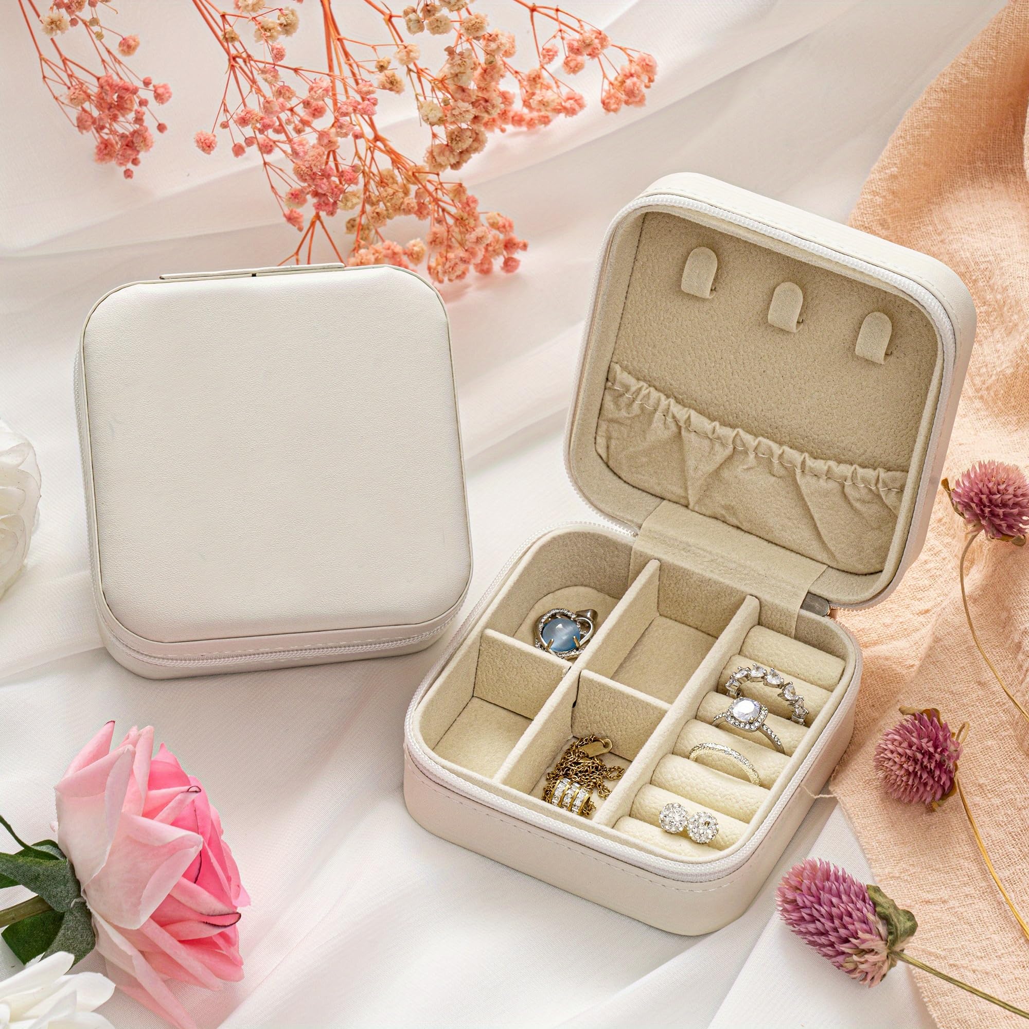Custom Birthday Flower Jewelry Storage Box, Birth Month Flower Gift Box, Birthday Gift For Women, Leather Jewelry Storage Box Display Box
