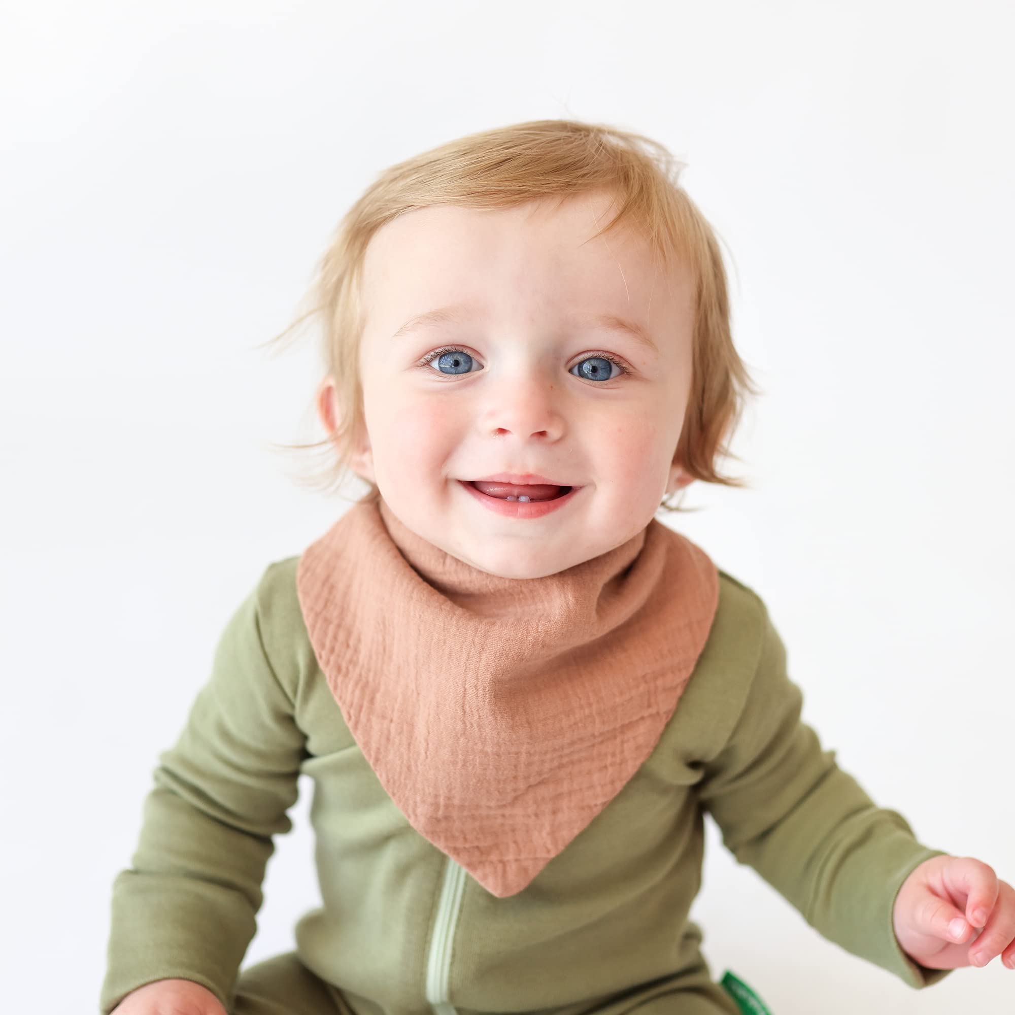 Konssy Muslin Baby Bibs 10 Pack Baby Bandana Drool Bibs 100% Cotton for Unisex Boys Girls,10 Solid Colors Set for Teething Drooling