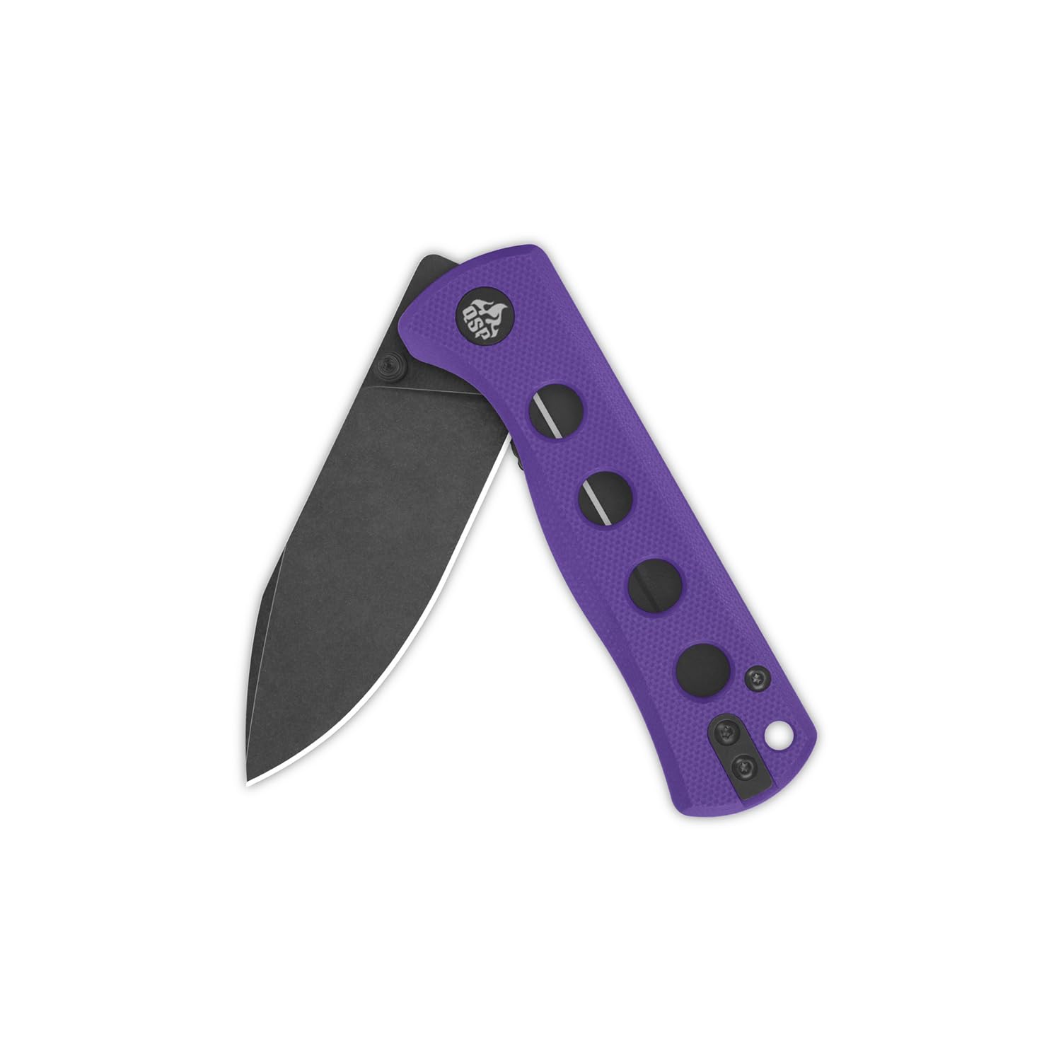 QSP KNIFE CANARY FOLDER POCKET KNIFE, SHARP 14C28N BLADE with COLORFUL G-10 HANDLES (blackwash blade, purple G-10 handle)