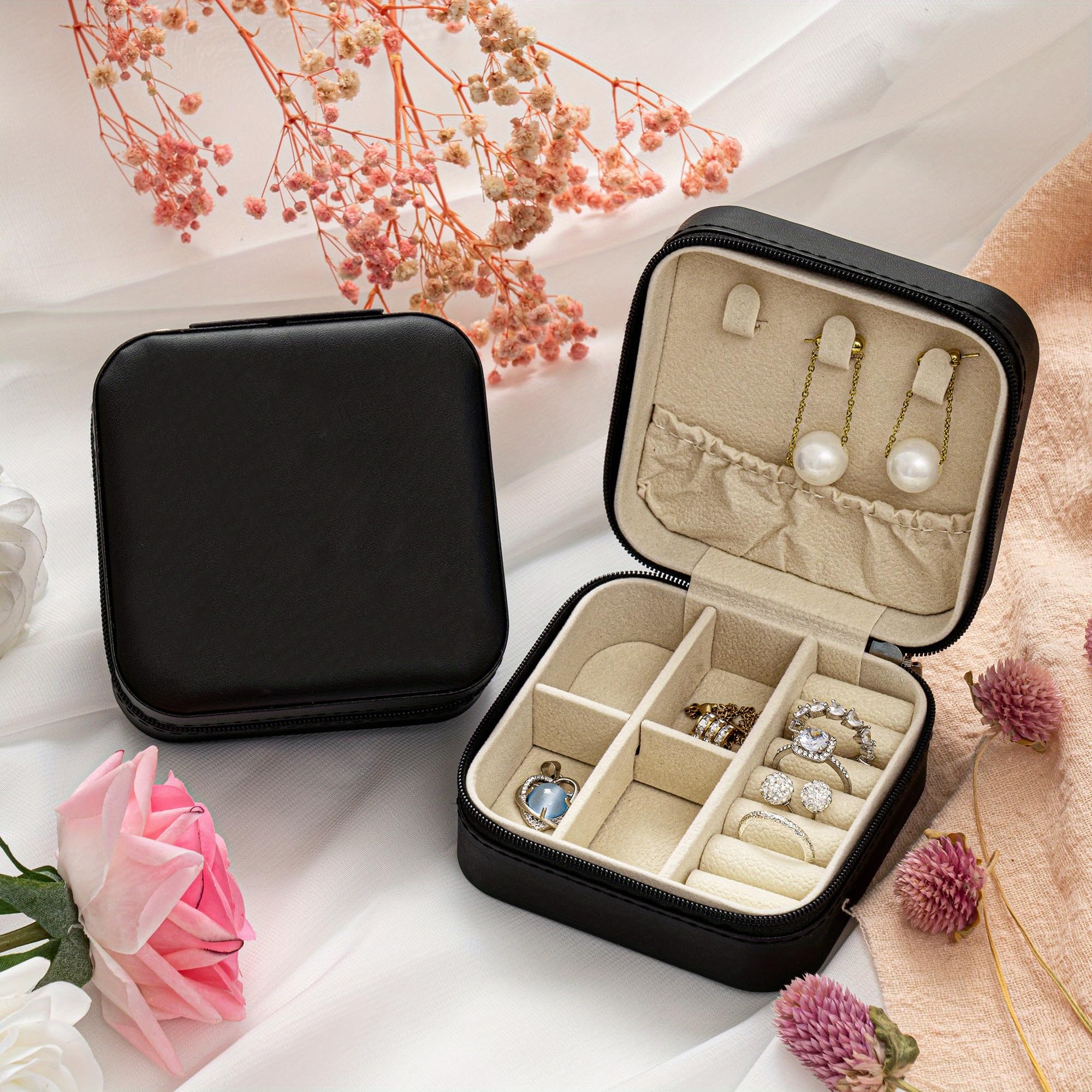 Custom Birthday Flower Jewelry Storage Box, Birth Month Flower Gift Box, Birthday Gift For Women, Leather Jewelry Storage Box Display Box